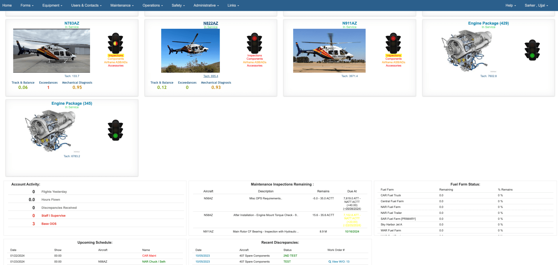 Dashboard / Home Screen - Digital AirWare
